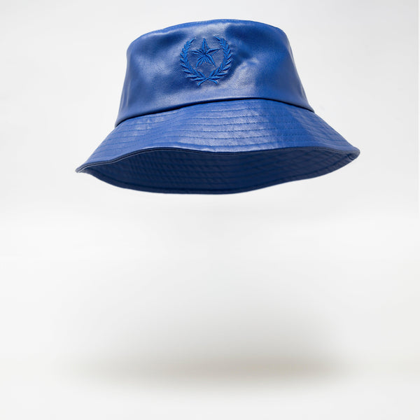 Royal Blue Leather Bucket Hat – Gold Star