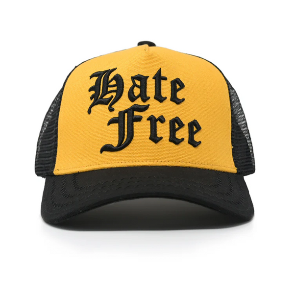Hate Free Trucker Hat – Streetwear with Positive Energy – Gold Star