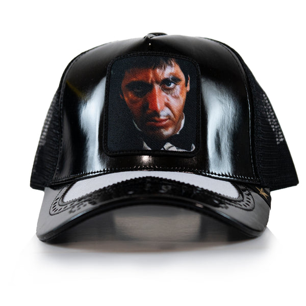 "Scarface Empire" Black Leather Trucker Hat – Gold Star